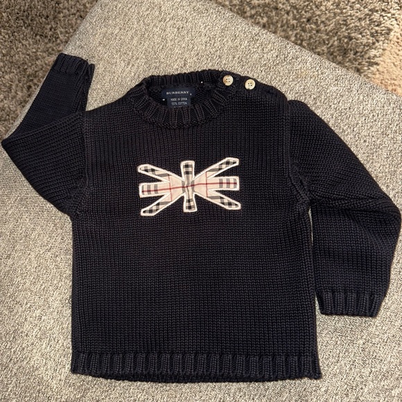 Burberry | Shirts & Tops | Burberry Navy Size 2 Knit Crew Neck Sweater ...